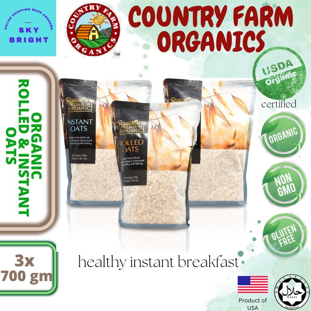 [Halal] Country Farm Organics Premium Organic Oats (2x Instant Rolled ...