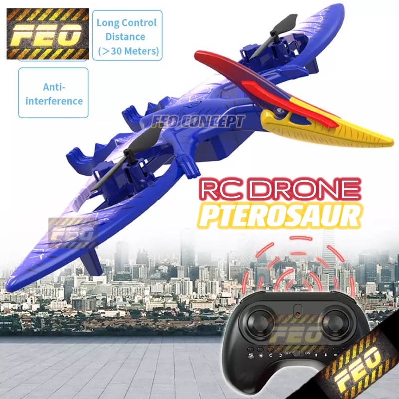 DRONE Control FEO Rc Pterosaur Flying Dinosaur RC Drone Quadcopter ...