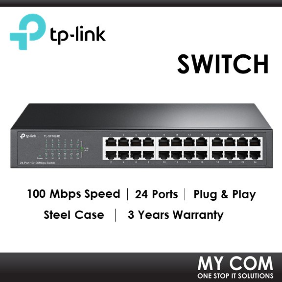 TP-Link TL-SF1024D 24-port 10/100Mbps RJ45 Ethernet Desktop & Rackmount ...