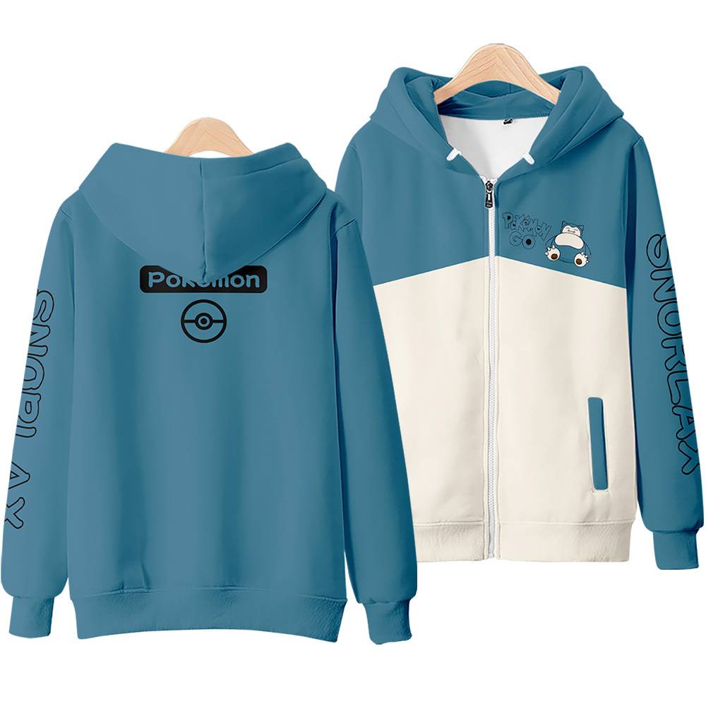 Cute Pokemon Snorlax Anime Jacket Hooded Long Sleeve Tops Casual Coat ...
