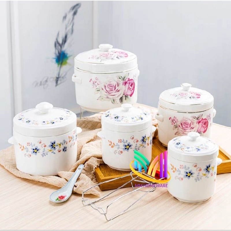 Ceramic Porcelain Steam Pot with Cover Ginseng Pot Tureen / Ceramic ...