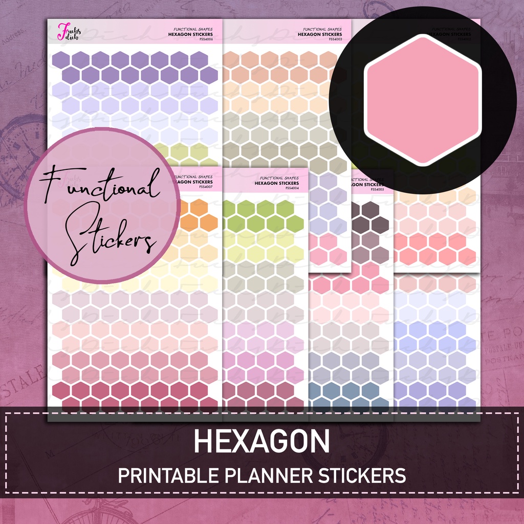 FuchsDich Printable Hexagon Stickers | PDF File | Planner Functional ...