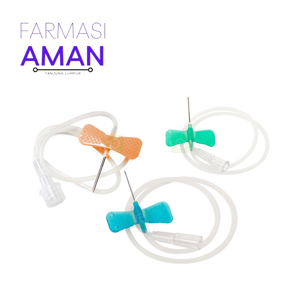 Infusion Set Scalp Vein Set Butterfly Needle 1 Unit (Green 21g / Orange ...