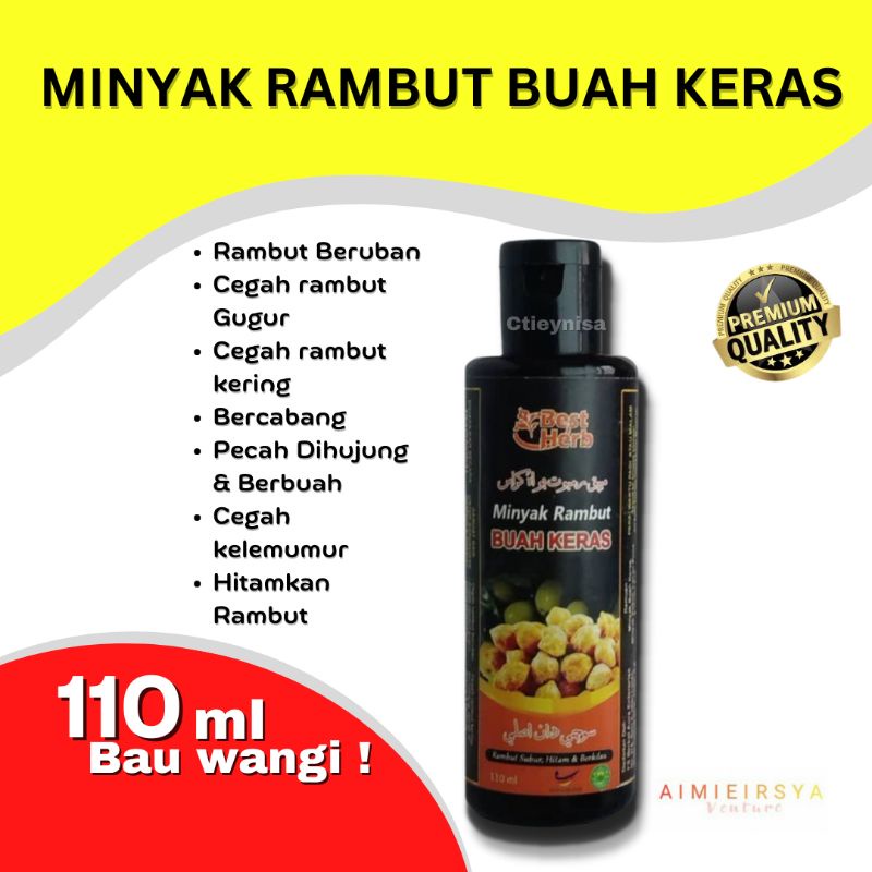 MINYAK RAMBUT BUAH KERAS 100ml | Rawat Rambut Beruban, Hitam Berkilat ...