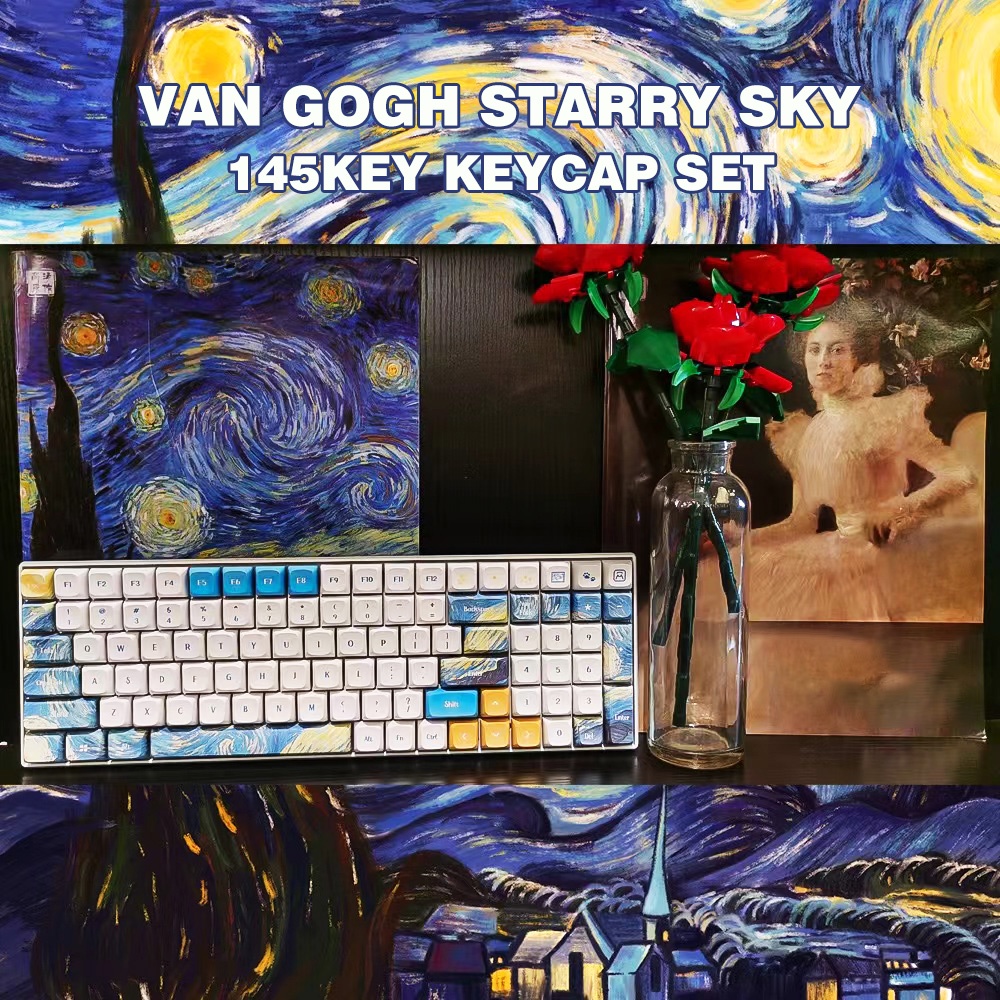 Van Gogh Starry Sky Keycap Set 145Keys MDA Profile PBT Compatible ...