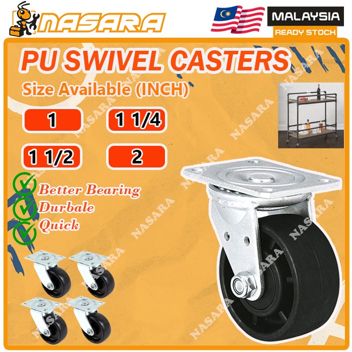 Nasara 1Inch / 2Inch Mini Black Pu Swiveal Casters Universal Furniture ...
