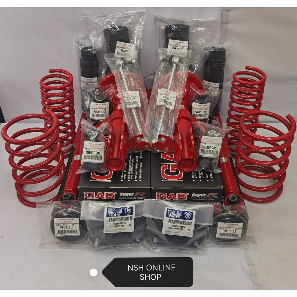 GAB Super R Absorber (HD) Front & Rear+Sport Spring+Abs Mtg+Link+Cover ...