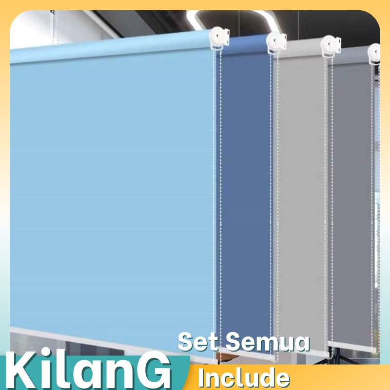 6 Size Roller Blind Single Layer Bidai tingkap blinds Blackout 80% ...