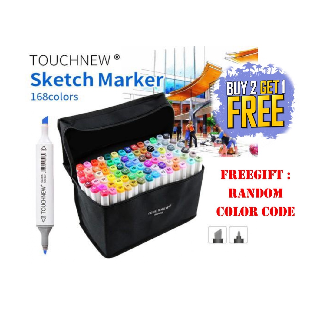 (BUY 2 FREE 1)TOUCHNEW T7 Dual Tips Sketch Markers Creative Design ...