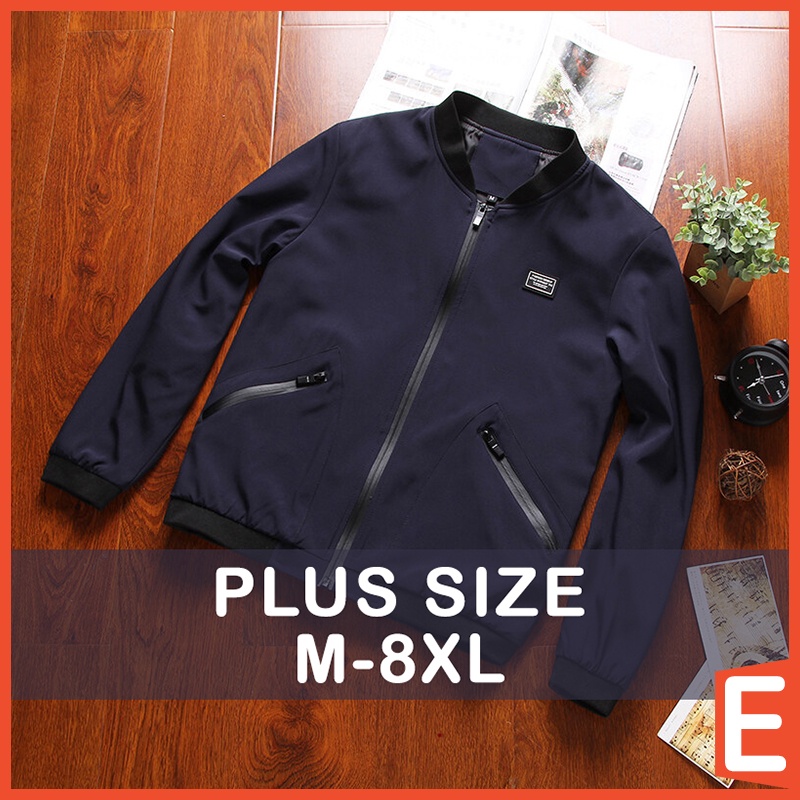 [M-8XL] Bomber Jacket Plus Size Men Jaket Lelaki Korean Oversized Long ...