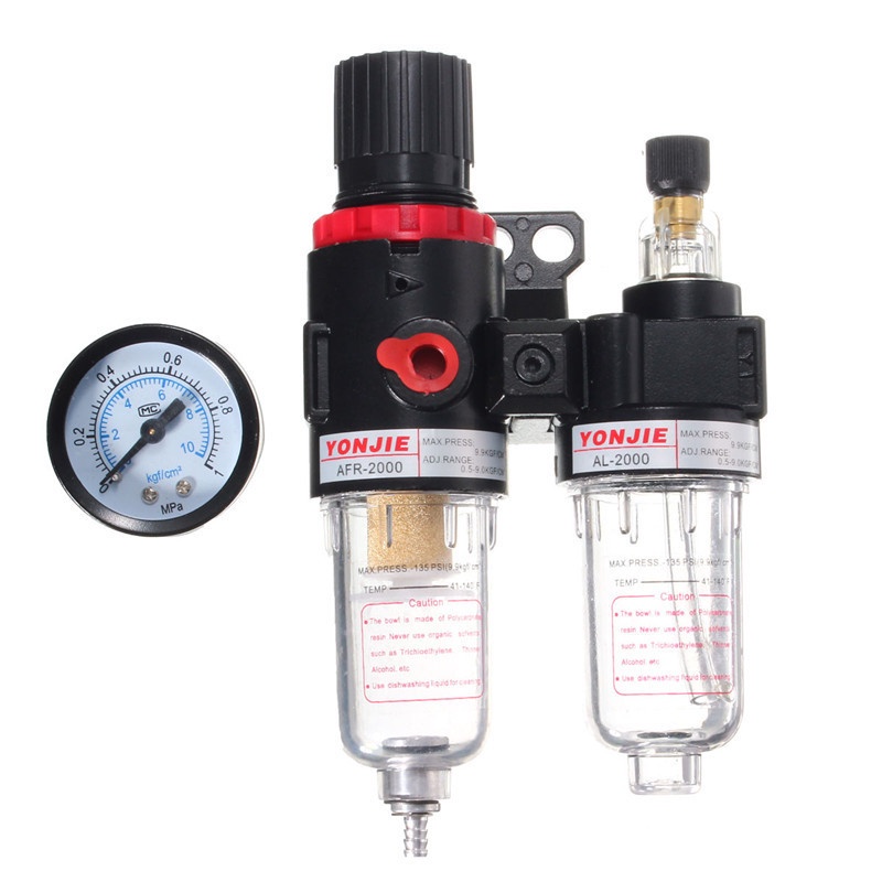 G1/4" In line Air Compressor Filter Regulator Gauge Trap Oil-Water ...