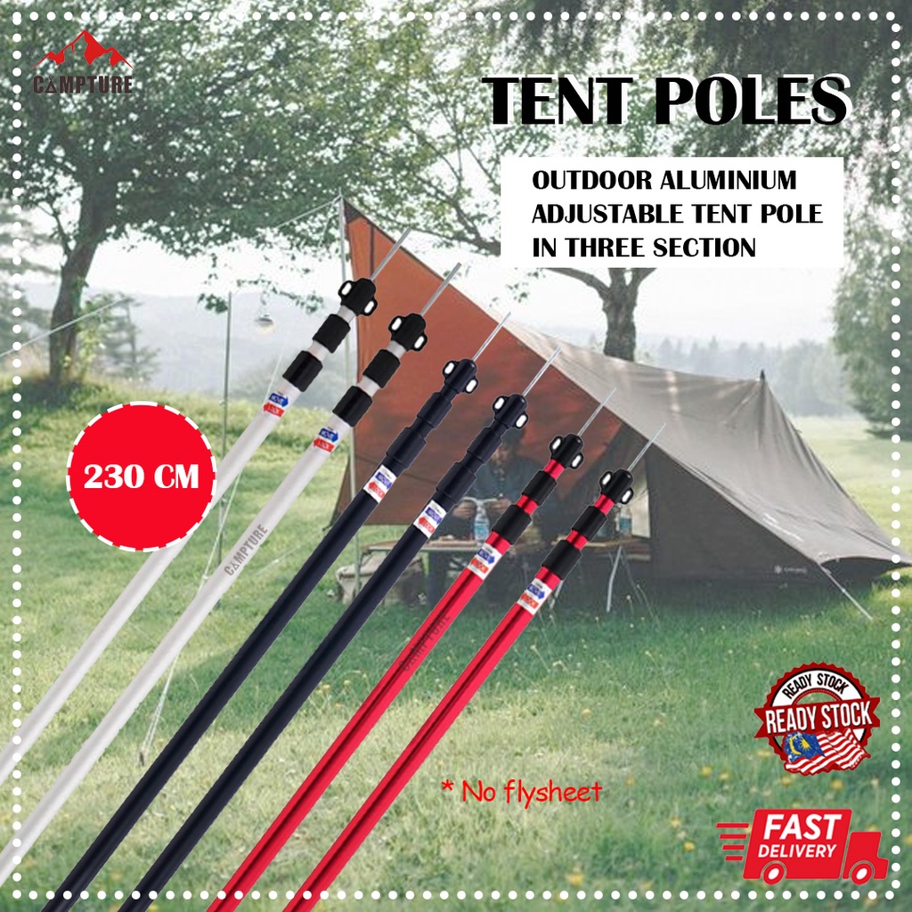 【CAMPTURE】Adjustable 2.3M Tent Pole Flysheet Extendable Tarp Pole ...