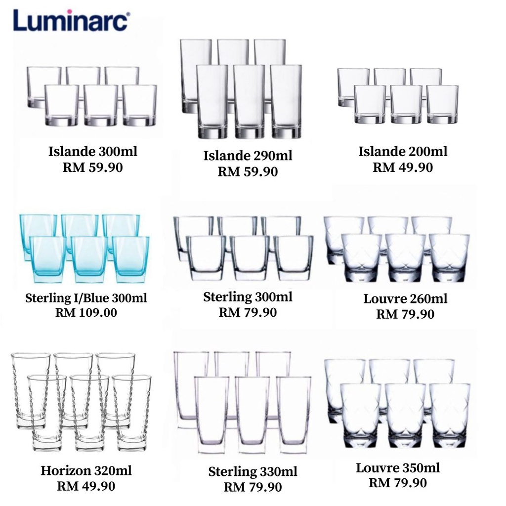Set Gelas Luminarc 6pcs Set / Glassware 6pcs / Luminarc Glass [READY STOCK] | Shopee Malaysia