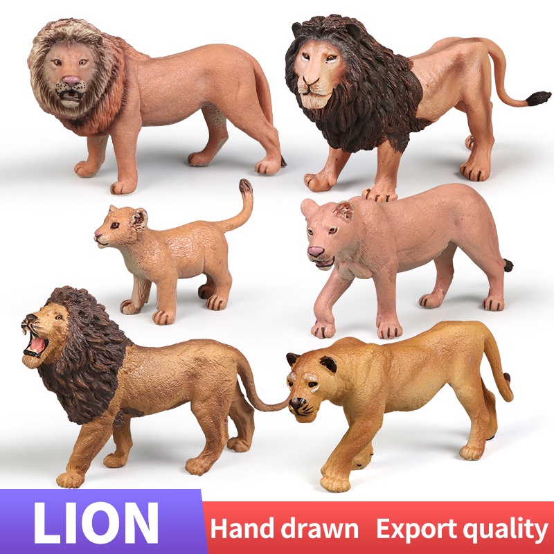 African Wild Lion Family Simulation Animals Models Set Zoo Scene ...