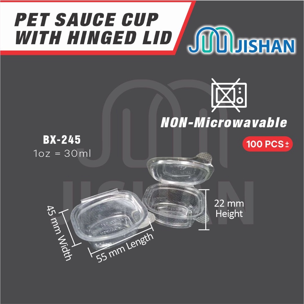 [50pcs] 100/50/35/10ml PP Sauce Cup with Hinged Lid / TYCOPLAS Mini ...