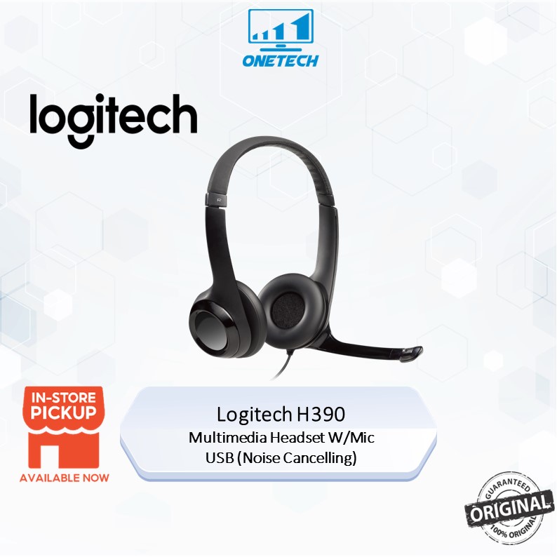 Logitech H390 Wired Headset for PC/Laptop, Stereo Headphones w Noise Cancelling Microphone, USB ...