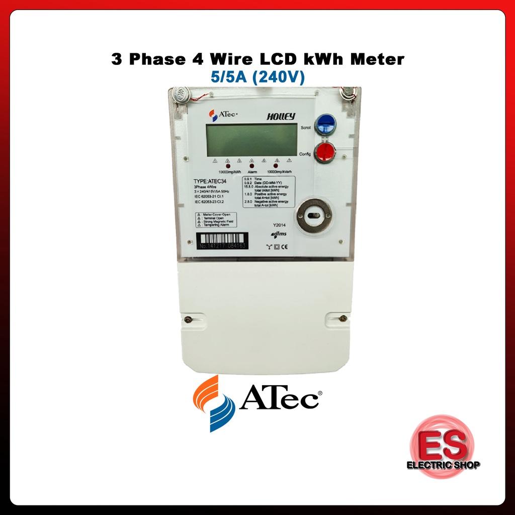 ATEC TNB kWh Meter/ TNB Meter, 3Phase 4Wire kWh Meter 3x240/415V, xx/5A ...