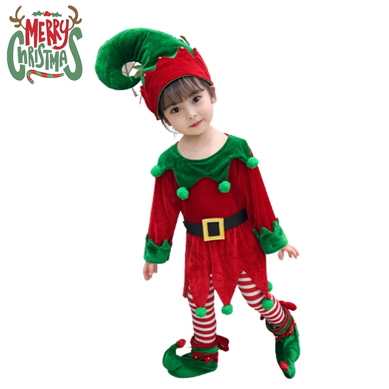 Baby Kids Christmas Elf Costume Child Santa Claus Cosplay Boys Girls ...
