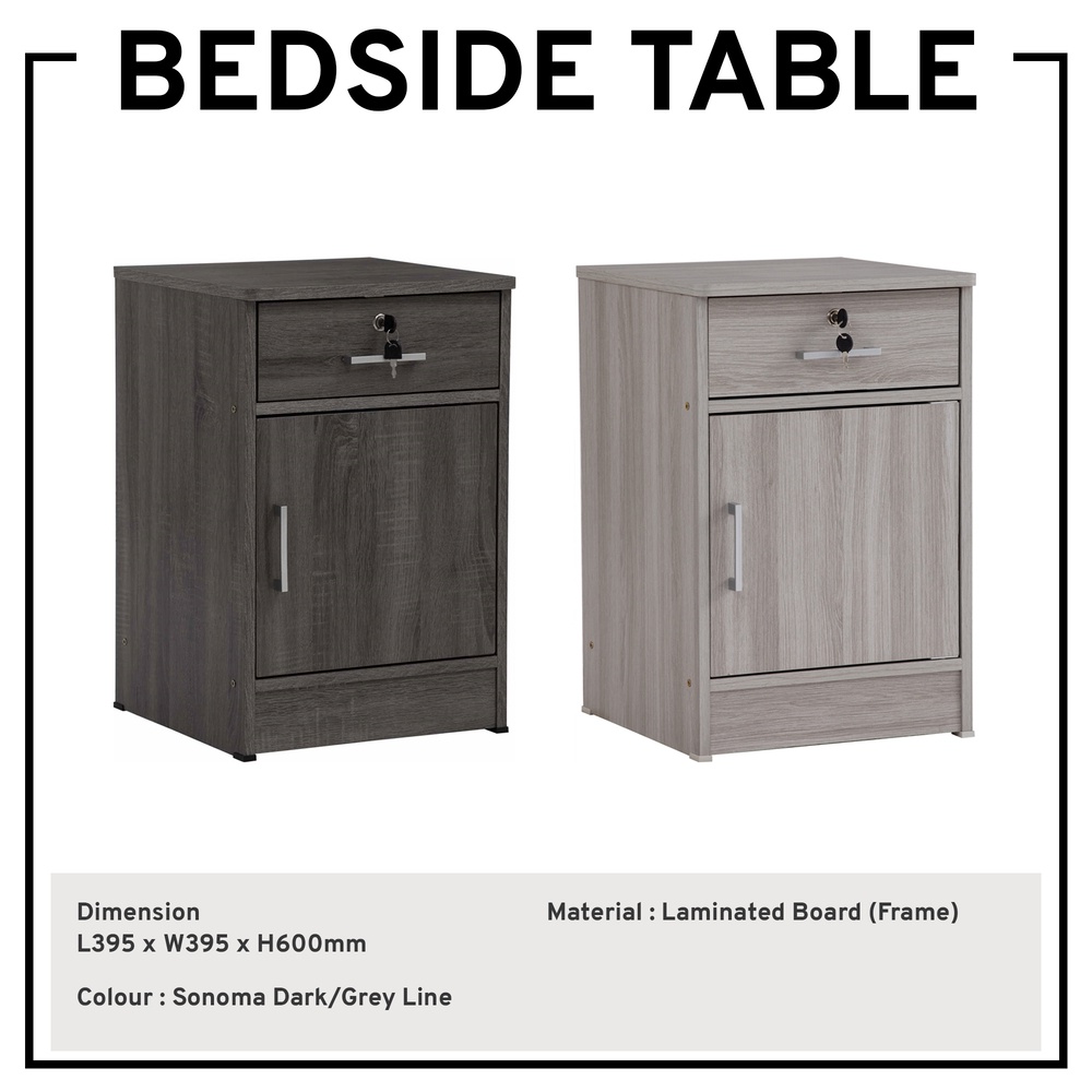 Meja Tepi Katil/ Meja Sisi 1 Pintu 1 Laci/ Bedside Table with 1 Drawer ...