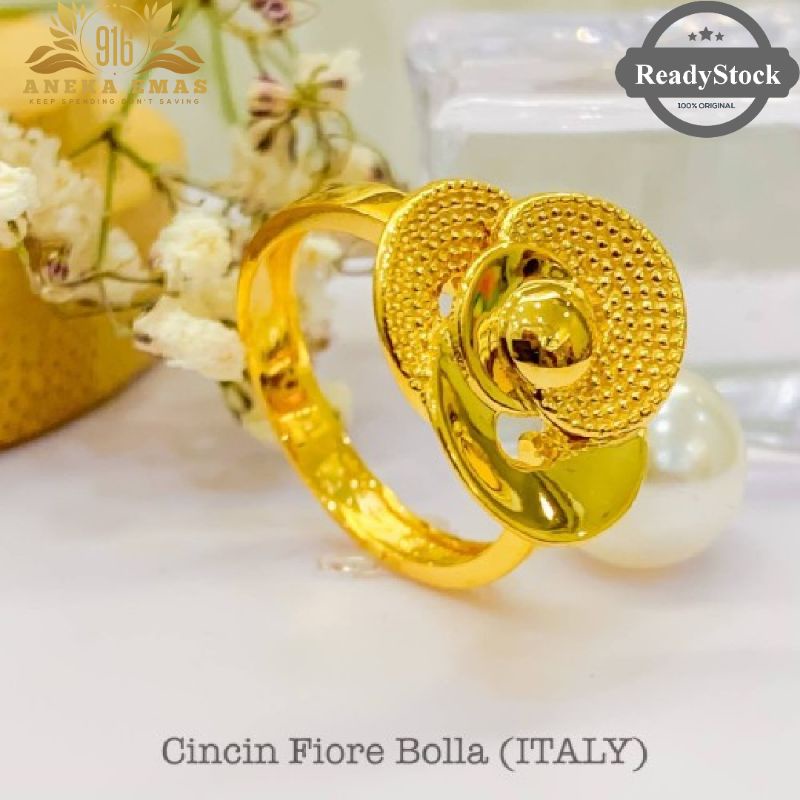 Cincin Emas Italy Fiore Bolla | Gold 916 💯 Original | Shopee Malaysia