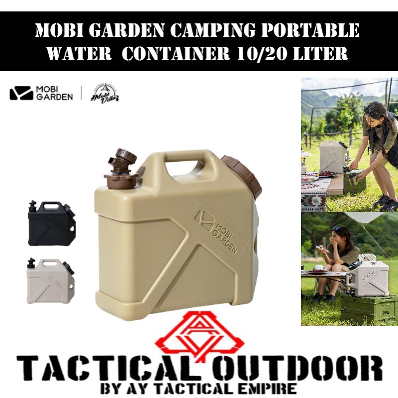 Mobi Garden Camping Portable Water Tank Container 10L 20L Litre Water Tap Outdoor PP Food Grade ...