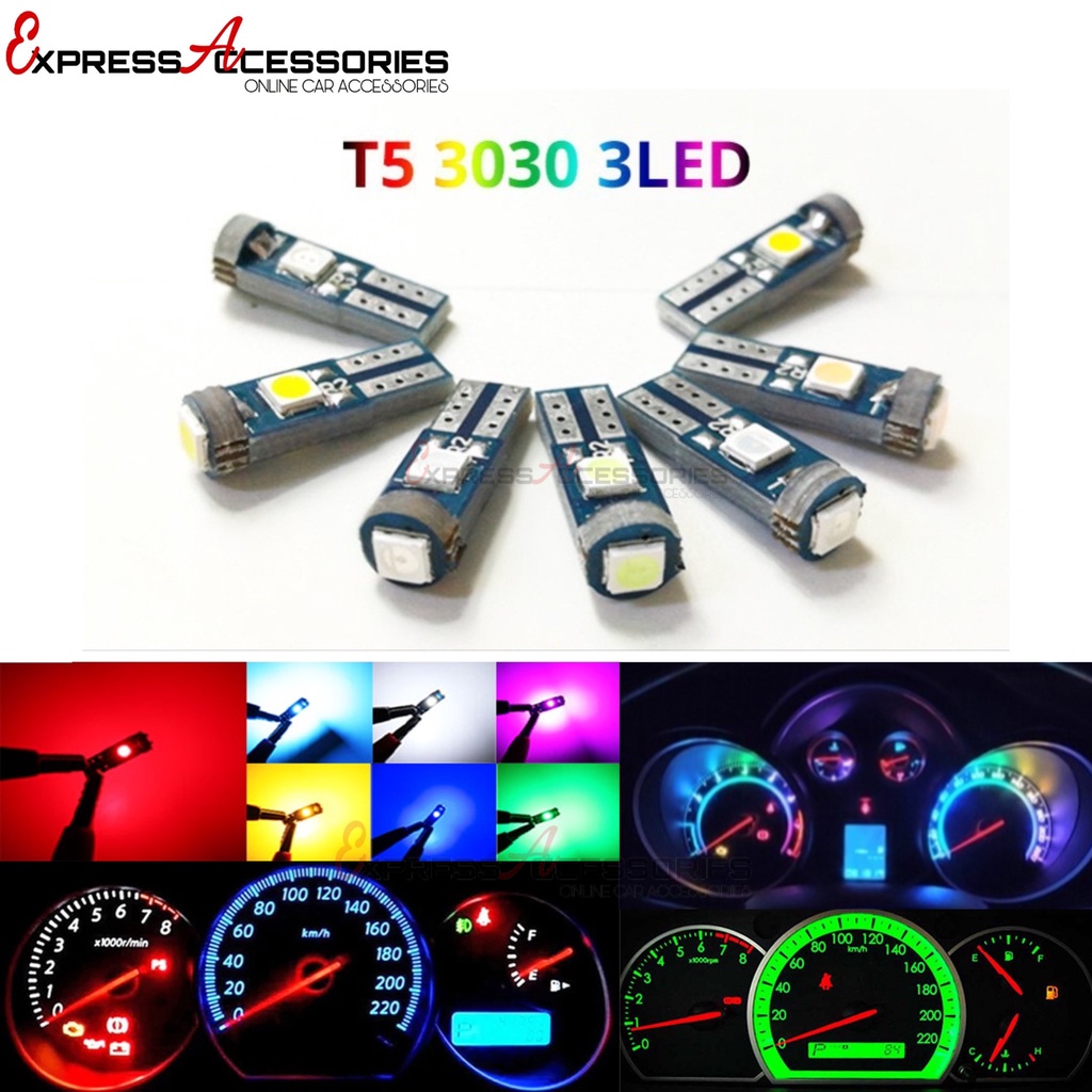 T5 LED 3smd 3030 Car Motorcycle Meter LED Dashboard Light Wedge Instrument Lamp Indicator Signal ...