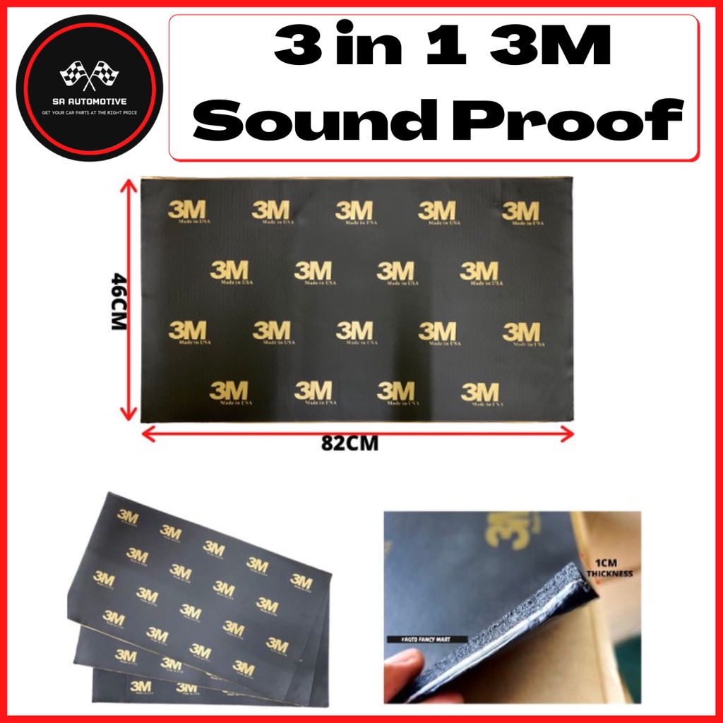 3M 3 in 1 Car Sound Proofing Soundproof Pad + Insulation + Sponge Foam ...
