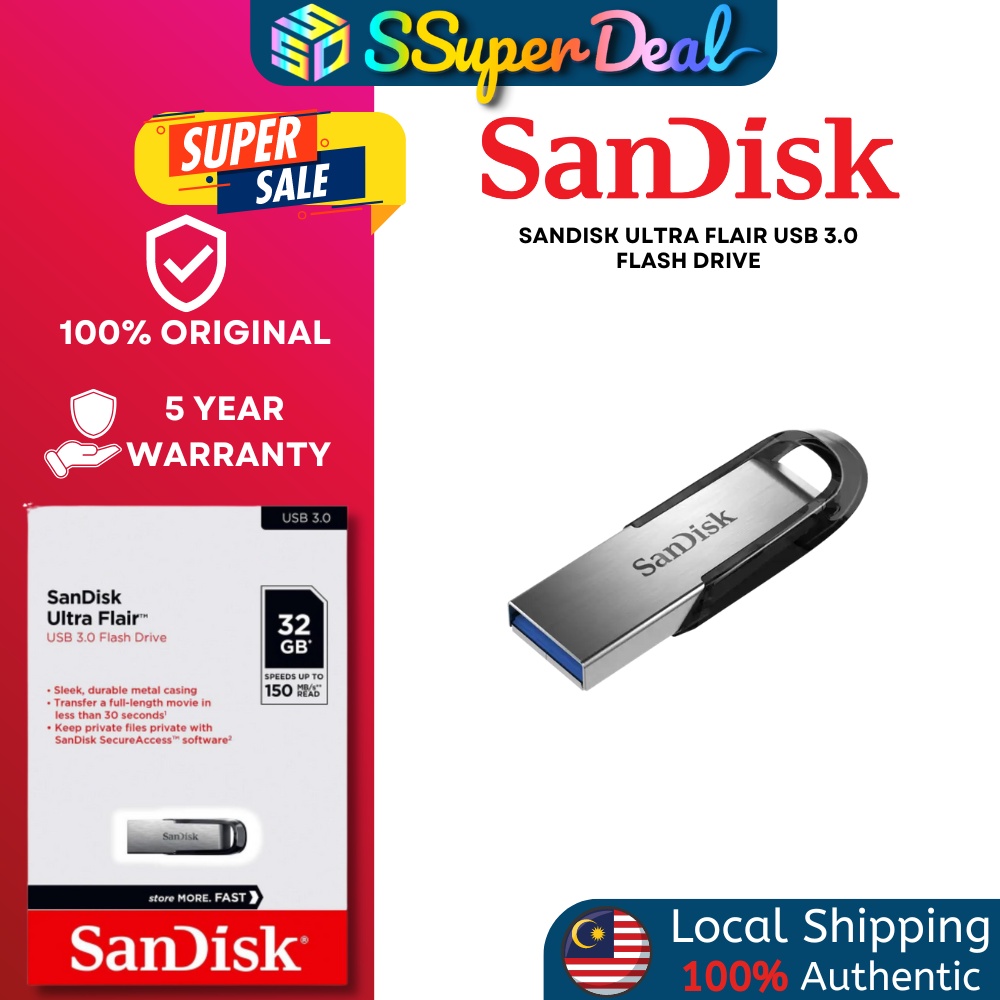 SanDisk Ultra Flair USB 3.0 Flash Drive (5-Year Limited Warranty ...