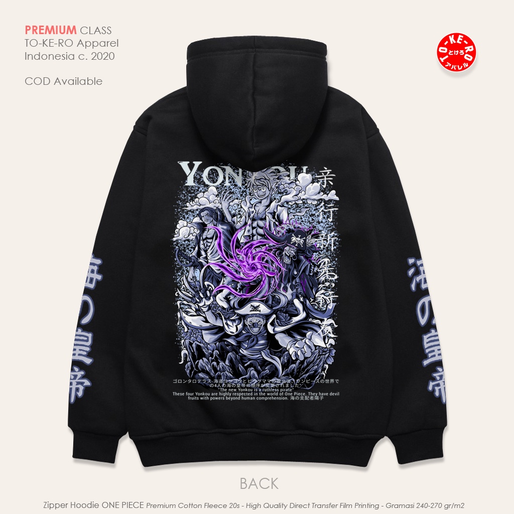 New YONKO One Piece Anime Zipper Hoodie [Black] Grayscale 001 | Shopee ...