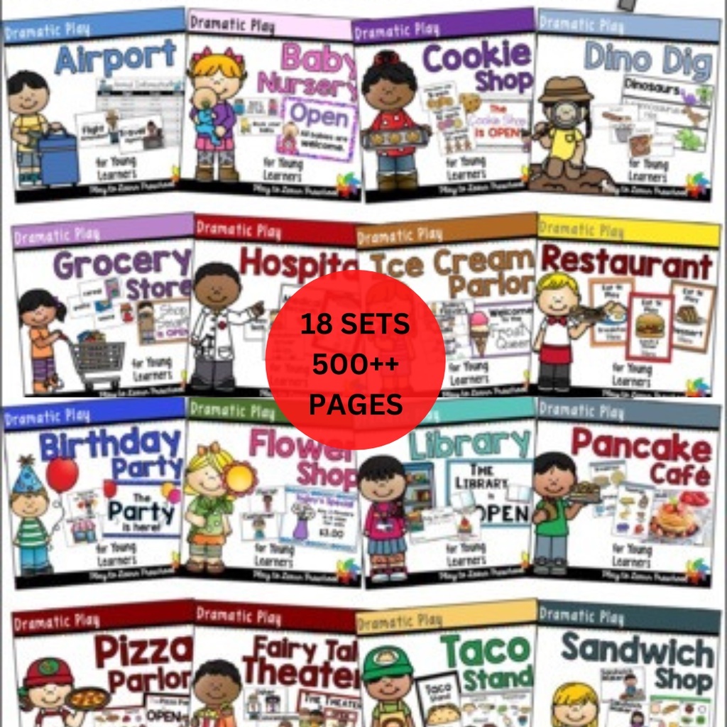 (PDF) kindergarten activity dramatic play bundle 18 sets 500+ pages ...