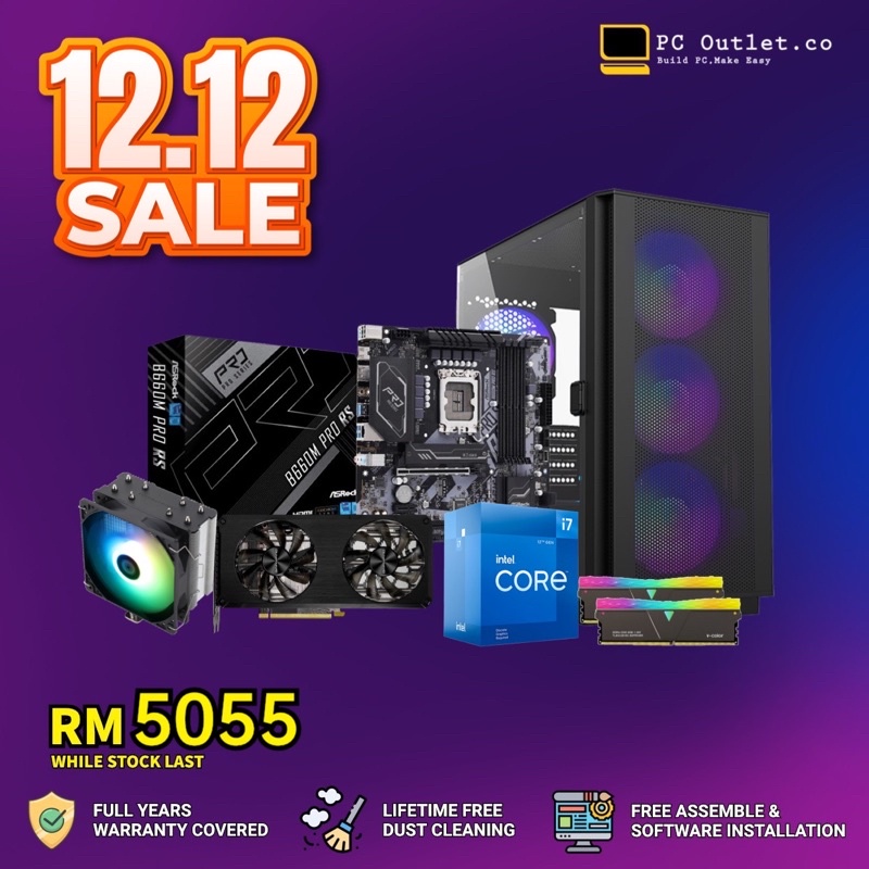 PCOUTLET 12.12 CORE i7-12700F RTX3060 GAMING PC | Shopee Malaysia