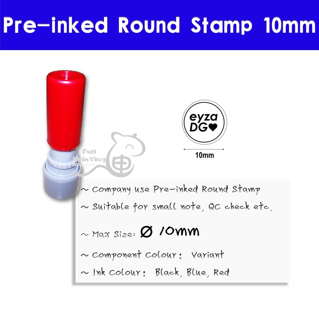 PRE-INKED ROUND STAMP RUBBER STAMP COMPANY STAMP SMALL SIZE | Shopee Malaysia