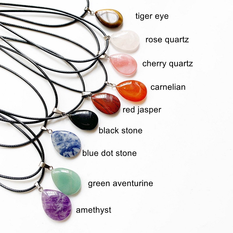 Natural oval teardrop shape pendant crystal jewelry necklace stone ...
