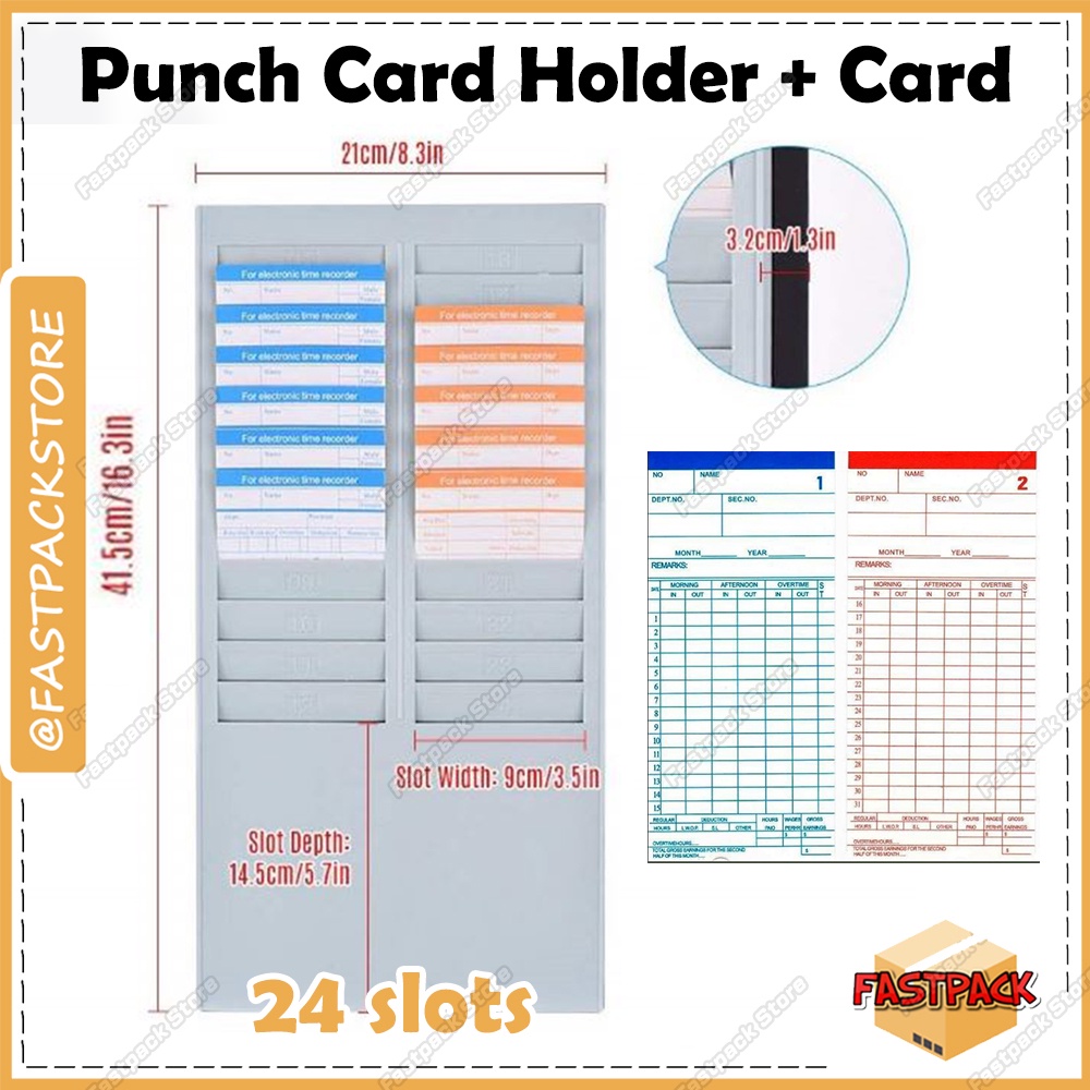 Employee Time Recorder Punch Card Holder Rack 24 Columns 100pcs Punch ...