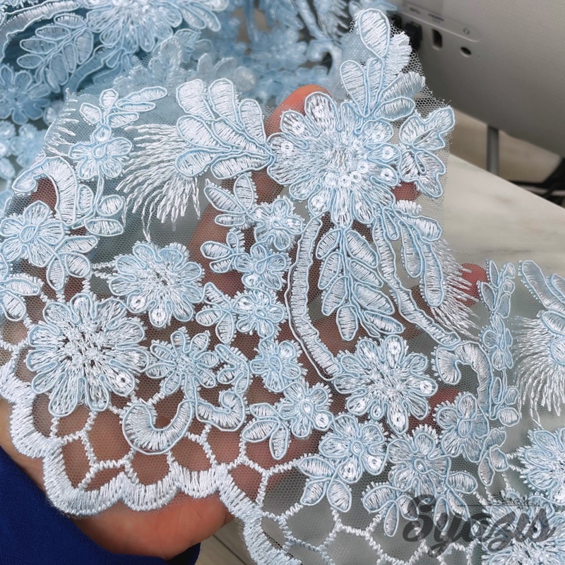Trimming Border Lace with sequins 13 colors 18cm height | renda lace ...