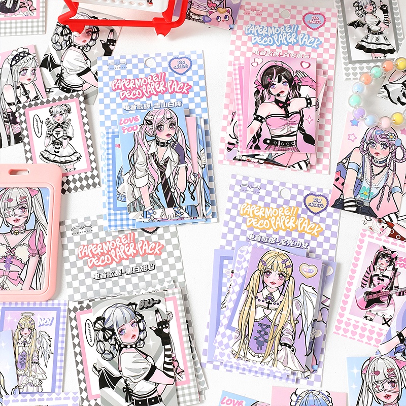 Label Small Card Sweet Cool Anime Girl Matte Film Notebook Card ...