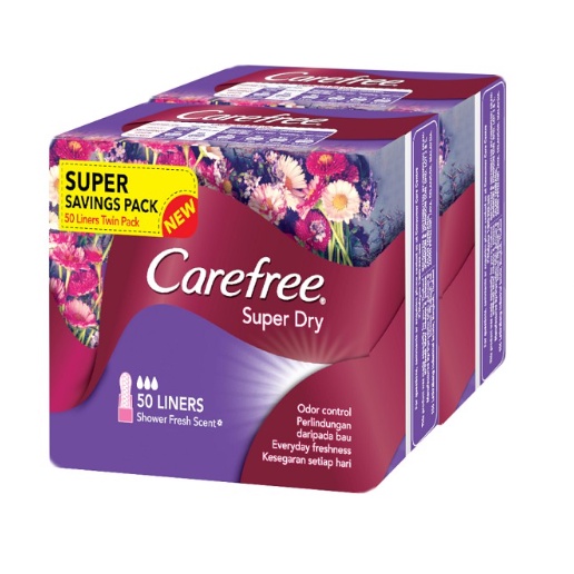 Carefree Super Dry Scented Panty Liner (50's + 50's) | Shopee Malaysia