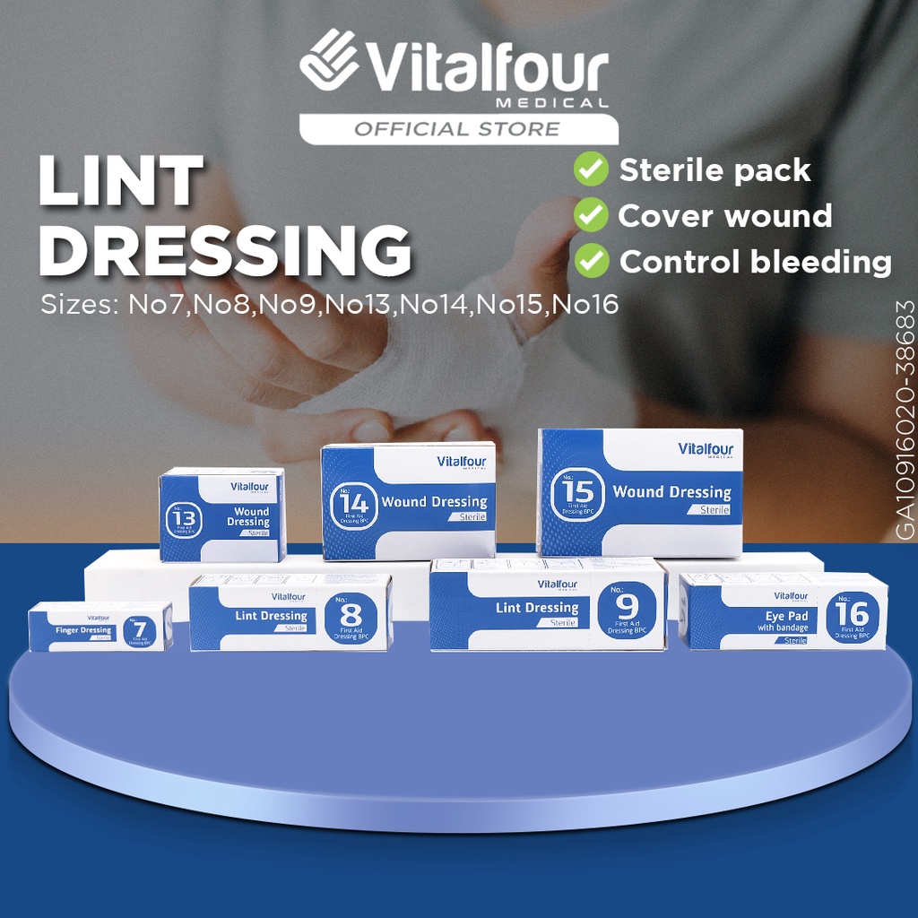 VitalFour Sterile Lint Dressing (No.7 / 8 / 9 / 13 / 14 / 15 / 16 ...