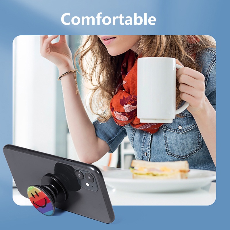 Colorful Cute Rainbow Smiling Face Lazy Stand Grip Phone Holder for ...