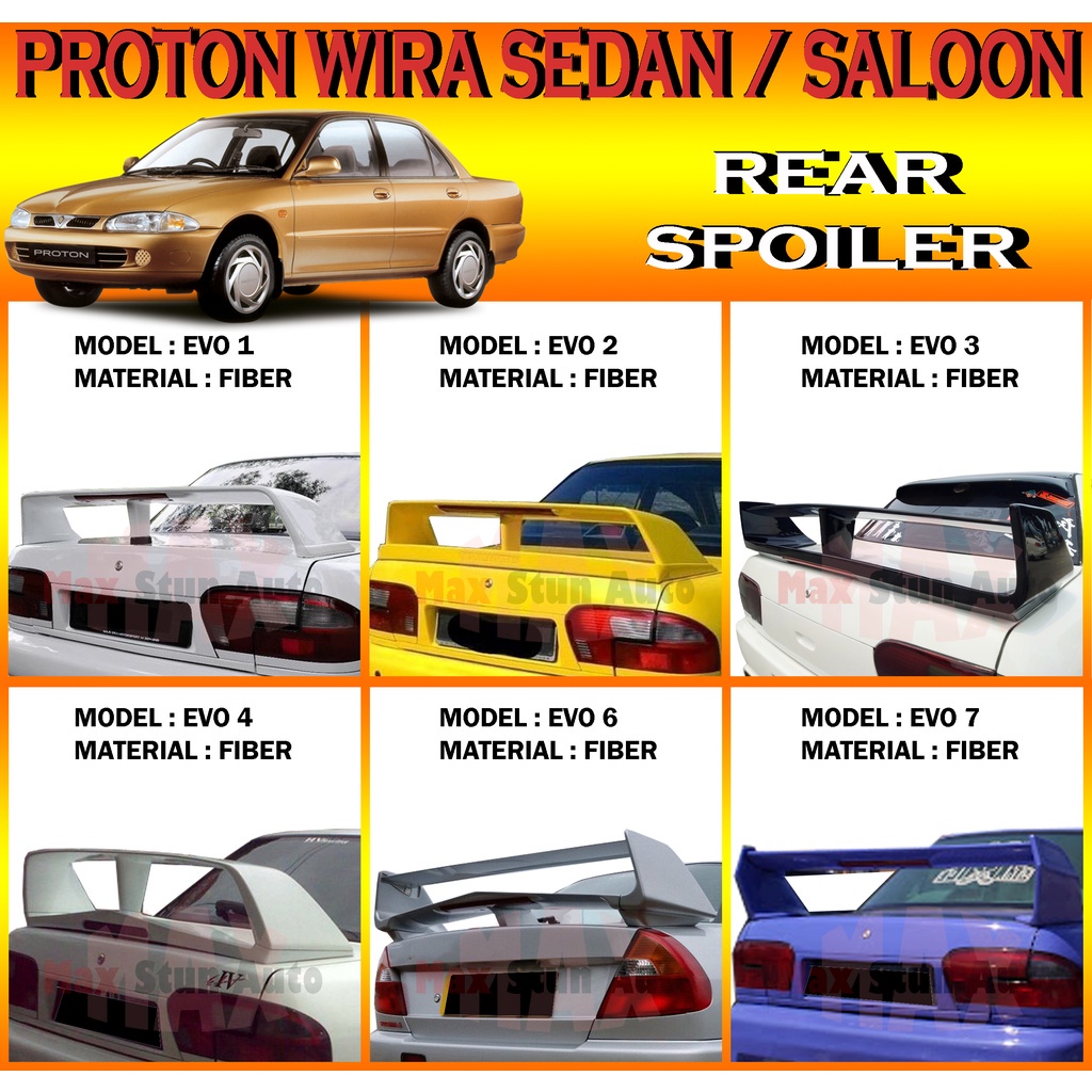 PROTON WIRA SEDAN SALOON REAR TRUNK SPOILER (FIBER SPOILER FOR WIRA ...
