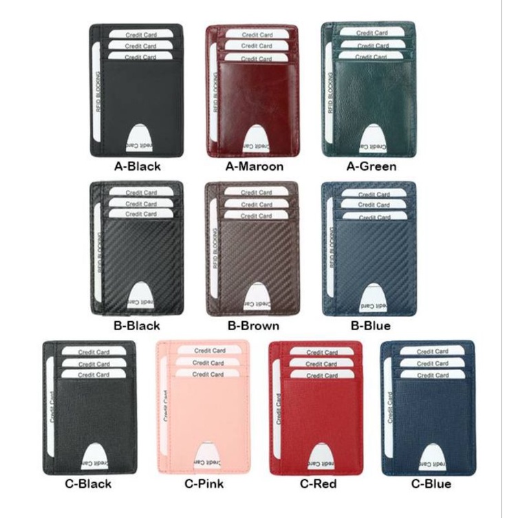 Anti Theft RFID Blocking Leather Small ID Card Holder Mini Wallet ...