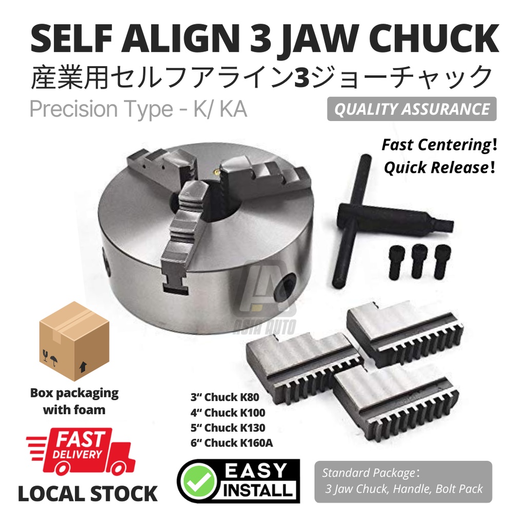 3 Jaw Chuck 3" 4“ 5“ 6” K11 Self Align 3 Jaw Chuck Industrial Clamping ...