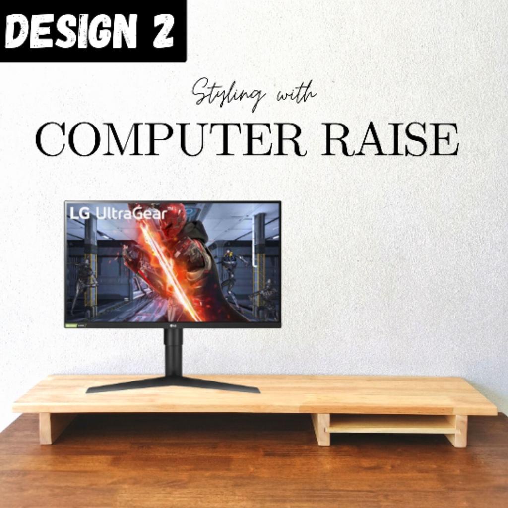 𝗫𝗭 Wooden Computer Raise Table Rack Solid Wood Computer Shelf Desktop ...