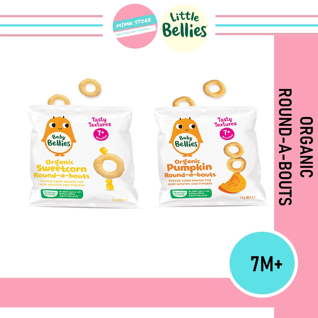 Little Bellies Organic Round-a-bouts Baby Snack Puffed Corn Shapes For ...