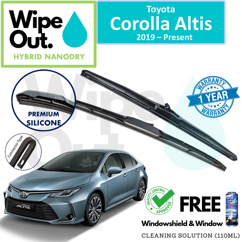 [PREMIUM] Toyota Corolla Altis 2019 - Present WipeOut HYBRID NANODRY SILICONE Wiper (Front Set ...