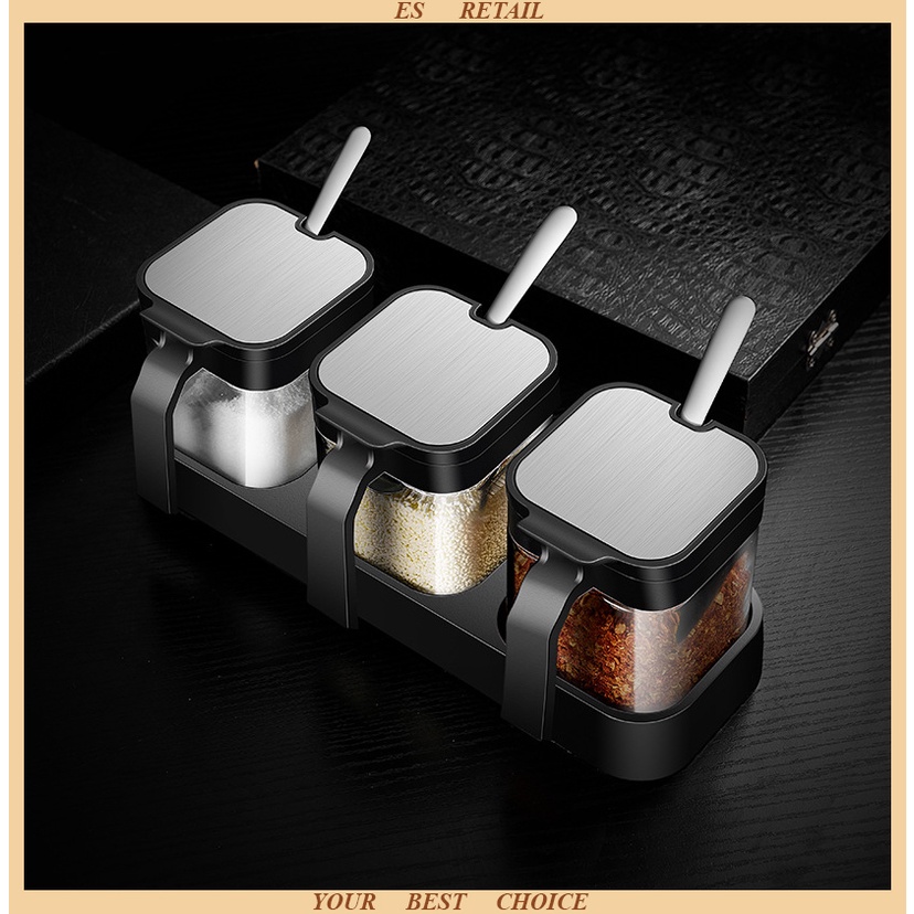 Spice jar Spice bottle Seasoning jar with lid & spoon Condiment jar ...