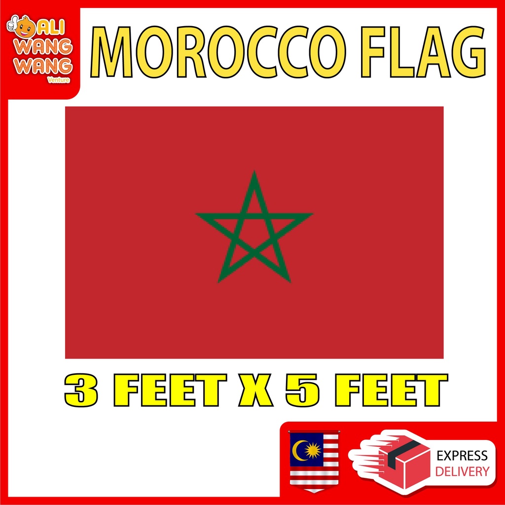 MOROCCO FLAG 3x5 FEET KAKI / READY STOCK MALAYSIA / BENDERA NEGARA ...