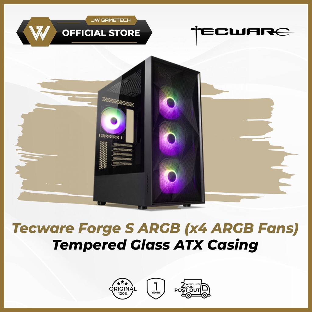 Tecware Forge S ARGB TG ATX Gaming Case - Black | Shopee Malaysia