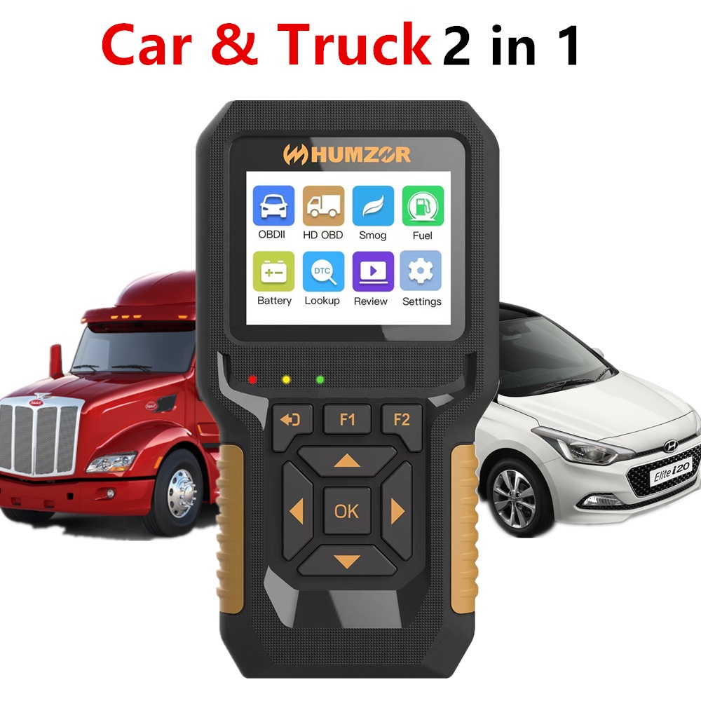 Universal 12V Gasoline Car 24V Truck OBD2 Scanner Heavy Duty Diagnostic ...