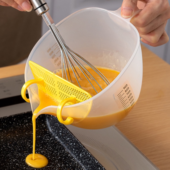 Egg Filter Basin With Drain Mouth Handle Bowl Plastic Clear Whisk ...